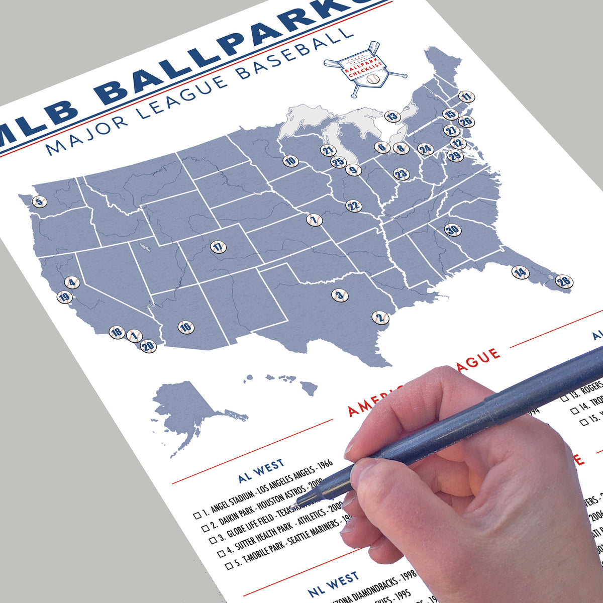MLB Ballpark Checklist Poster (Major League Baseball) – An Adventure ...