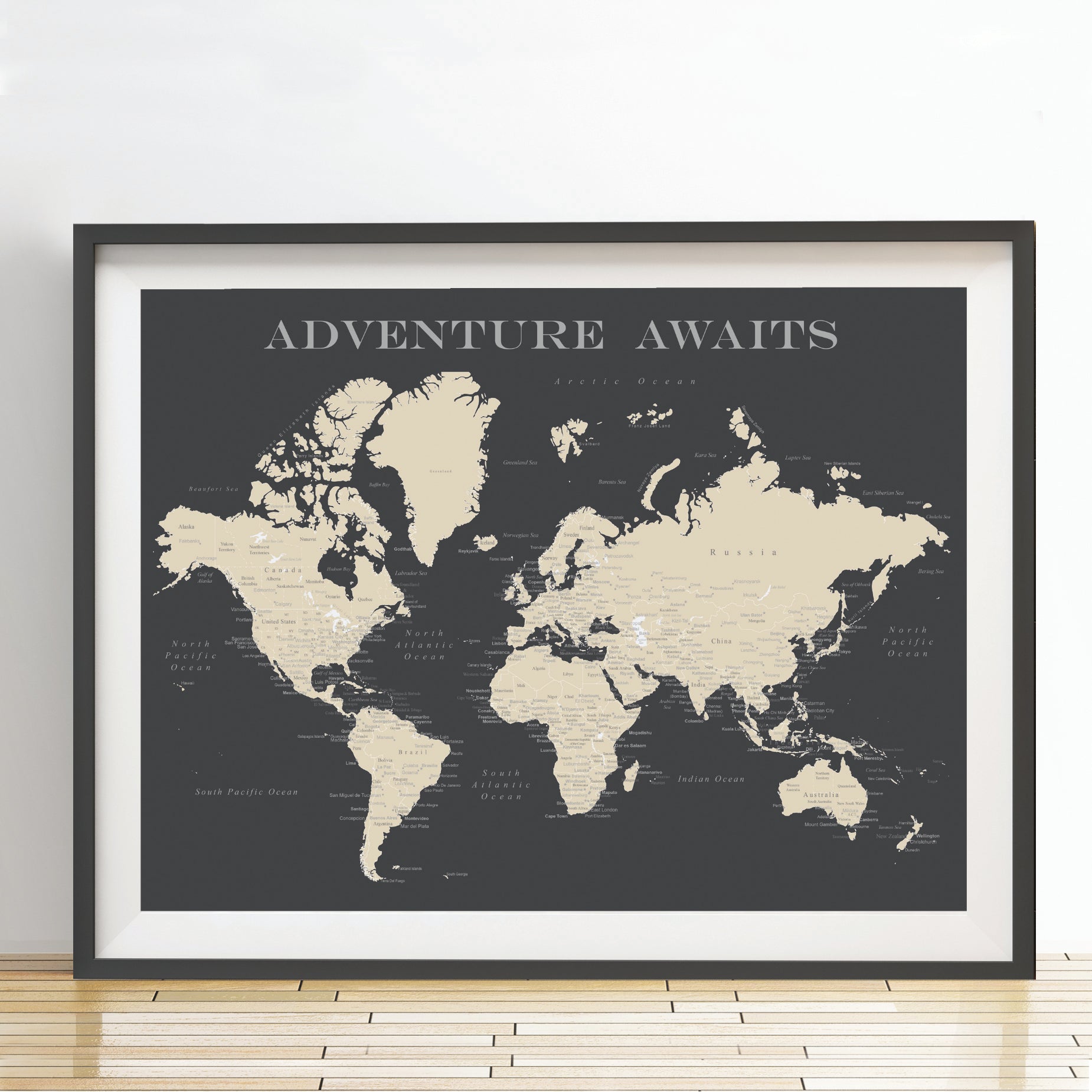 World Map Poster - Charcoal Grey – An Adventure Awaits LLC
