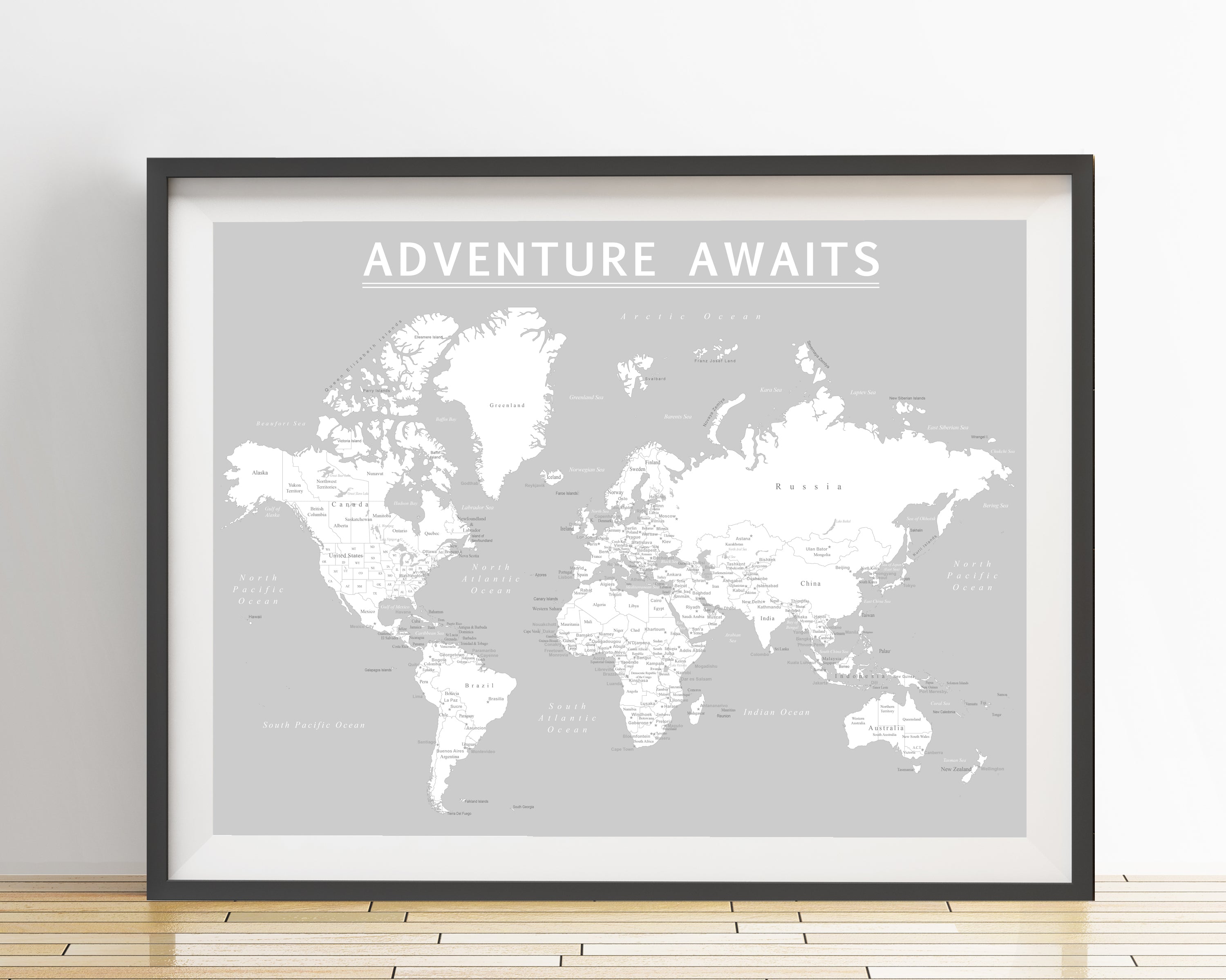World Map Poster - Light Gray – An Adventure Awaits LLC